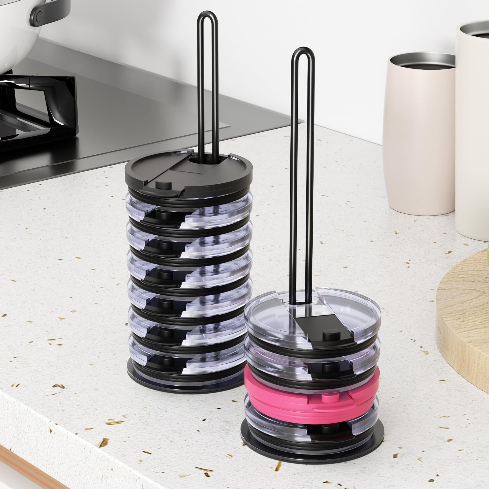 songsoso 2 Pack Tumbler Lid Organizer: Cup Lid Organizer - Each Vertical Storage Up to 11 Lids for Yeti/Stanley/Simple Modern Cup Lids.