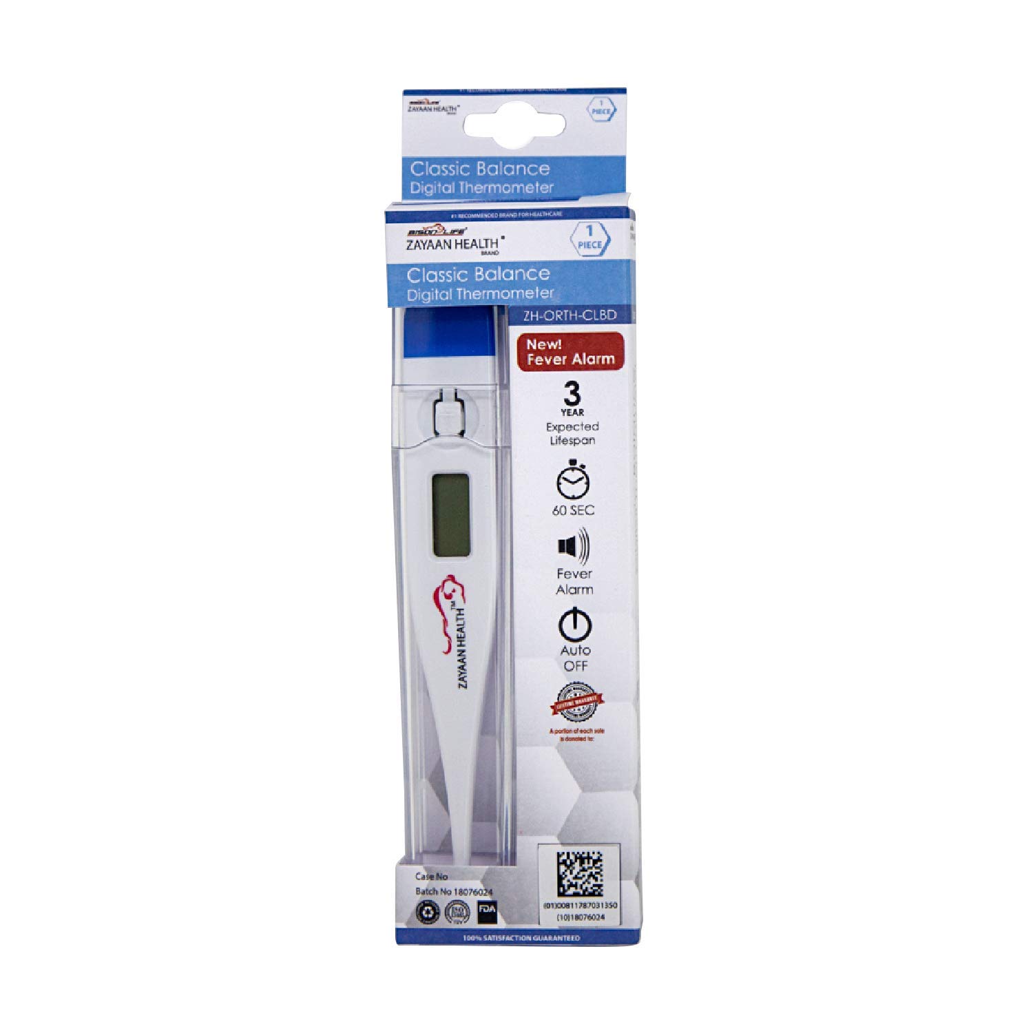 ZAYAAN HEALTH Classic Balance Digital Thermometer High Accuracy Fast Response Rigid Sensor Tip, Blue