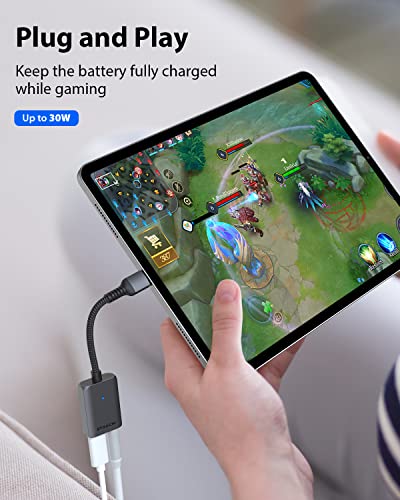 Stouchi USB C to 3.5mm Headphone and Charger Adapter, 2 in 1 USB C to Aux Audio Jack with Safe 30W Fast Charging, Hi-res DAC Compatible with iPhone15, iPad, Pixel 8/7/6/5, Samsung Galaxy S22 S21 Plus