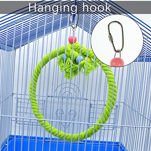 Toysructin Parrot Ring Swing, 2 Size Pet Bird Perch Stand Cotton Rope Bite Swing Cage Hanging Accessories, Soft Parrot Hammock Perches Toys for Budgie, Cockatiels, Conures, Finches, Small Parakeets