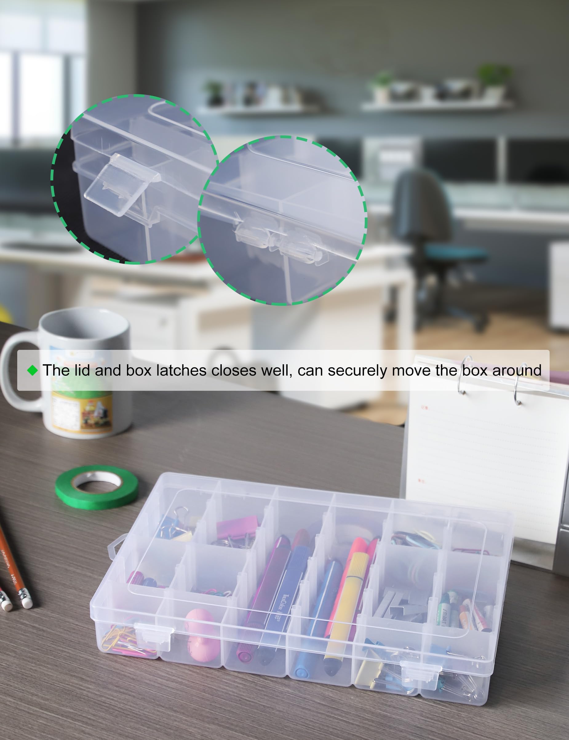 Tnqhuq Bead Organizer 36 Grid Organizer Box Plastic Bead Storage Containers Jewelry Storage Organizer Clear Compartment Craft Organizer Box with Dividers