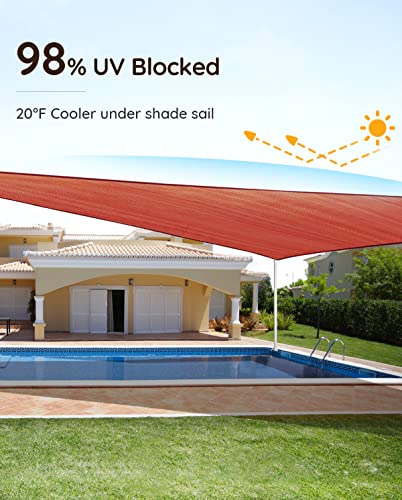 Quictent 24X24FT Large Overzied 185G HDPE Square Sun Shade Sail Canopy 98% UV Block Outdoor Patio Garden with Hardware Kit (24'x24', Terracotta)