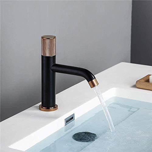 NZDY Faucet Gold Rose Knur Handle Bathroom Swivel Knurling Knob Design Deck-Mount Water Mixer Tap