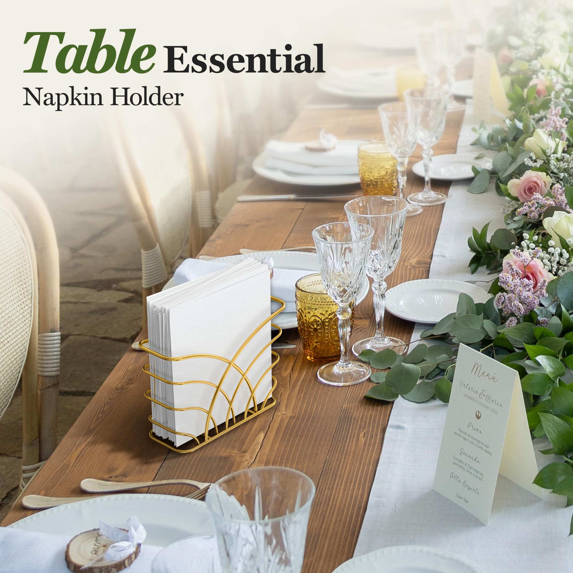 LEVIMETREE Gold Napkin Holder for Table - Stainless Steel Napkin Holders for Kitchen, Napkin Holders for Paper Napkins, Modern Serviette Holder Tissue Dispenser, Modern Napkin Holder for Table