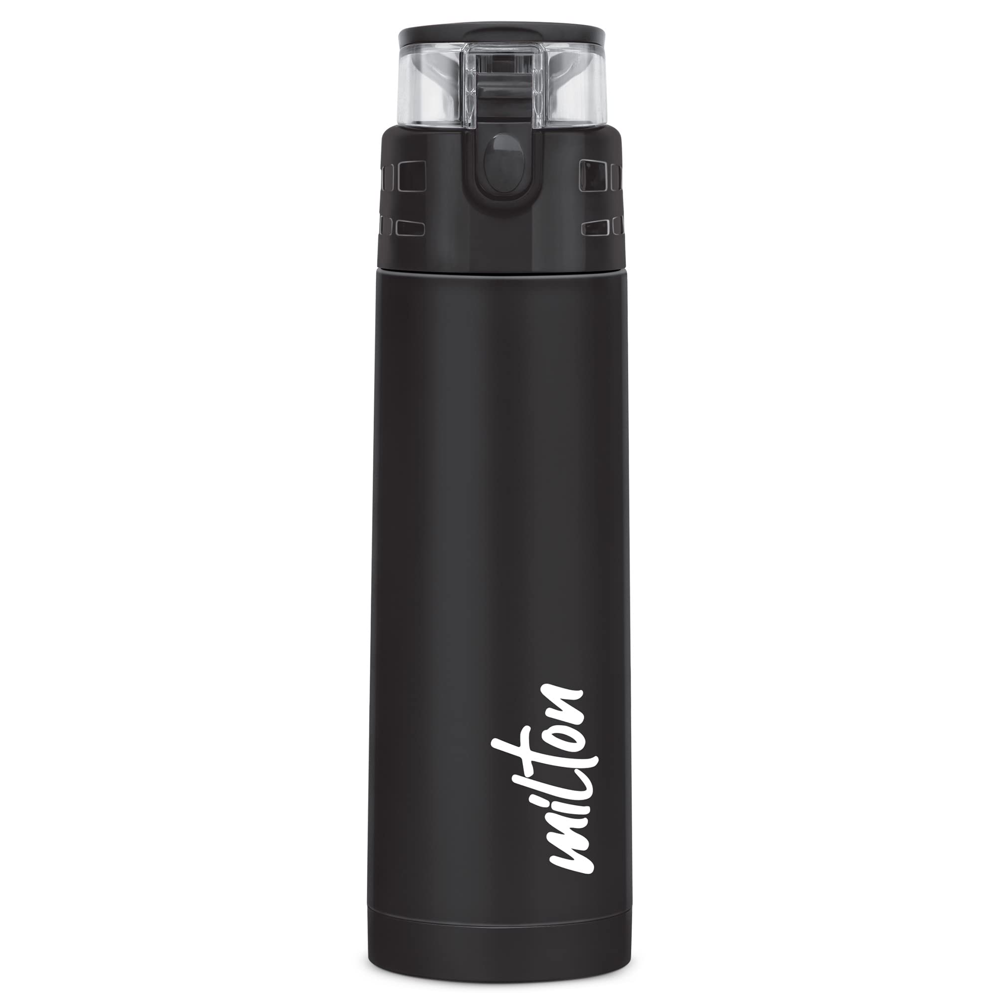 Milton Atlantis 900 Thermosteel Hot and Cold Water Bottle, 1 Piece, 750 ml, Black | Leak Proof | Easy to Carry | Office Bottle | Hiking | Trekking | Travel Bottle | Gym | Home | Kitchen Bottle