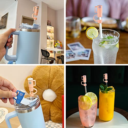 Straw Covers Cap for Stanley Cup, 4Pcs Silicone Straw Topper Compatible with Stanley 40&30 Oz Tumbler with Handle, Straw Covers for Reusable Straws, Straw Tip Covers for Stanley Cups Accessories