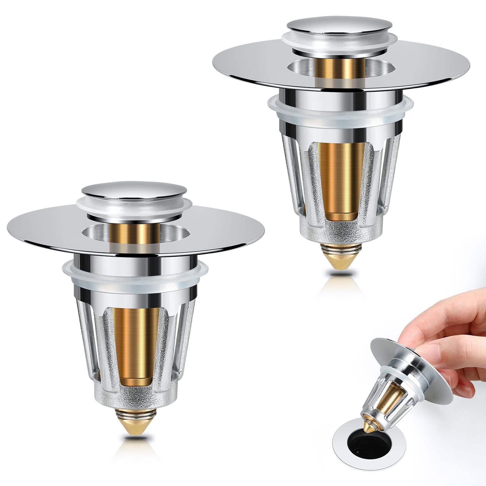 Bathroom Sink Stopper, for 1.1-1.5 Inch Bullet Core Push Type Basin Pop Up Drain Filter, Sink Drain Strainer