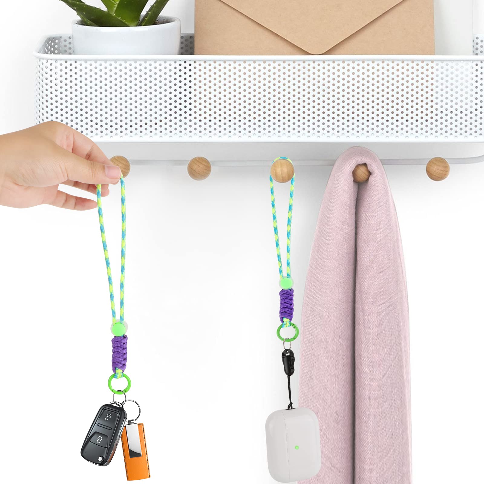 OOTSR 2PCS Green Universal Bluetooth Earphones Lanyard Hand Strap Universal Phone Cord Wrist Strap String Compatible with Wallet, Phone Cases, USB Flash Drives