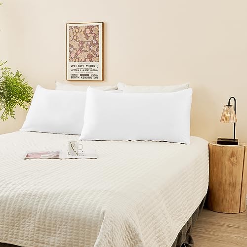 Warmstar 600 Thread Count Cooling Pillow Cases Standard Size Set of 2,Rayon Derived from Bamboo Cooling Pillow Cases for Hot Sleepers,Soft Silky Breathable Envelope Pillowcases,White,20x26 Inches