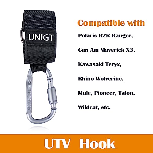 UNIGT 2 Pack UTV Hook for Hanging Headsets, Helmet and Goggles, Multipurpose Carabiners for Electric Scooter Owner Fits 1.5-2.0" SXS Roll Cage Accessory Hook Hanger- Black