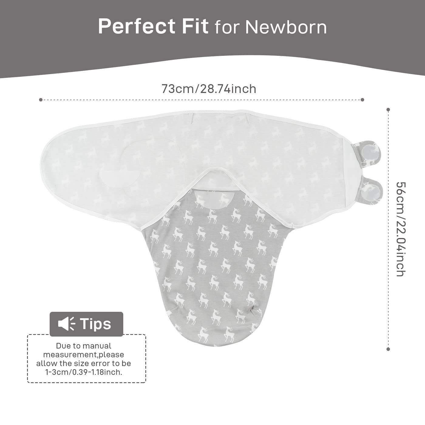 ZIGJOY Swaddle Blanket Cotton Knit Baby Wrap 3-6 Months, 0.5 Tog Newborn Wearable Swaddle Sleep Sacks,Adjustable 2 Pack Infant Sleep Sack for Baby Boy Girl(Star and Fawn)