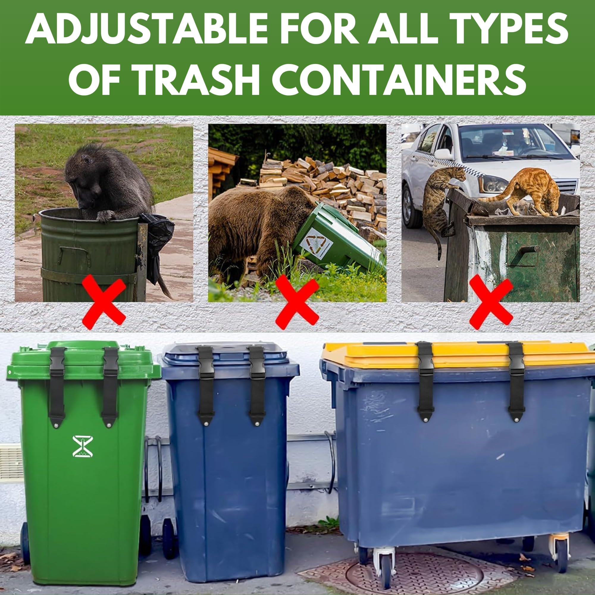 Trash Can Lock Lid - Bear Proof Trash Can - Trash Can Lock For Animals - Outdoor Trash Can With Locking Lid | Safe To Bears, Raccoons, Squirrels| Includes Deodorant Pack To Eliminate Odors