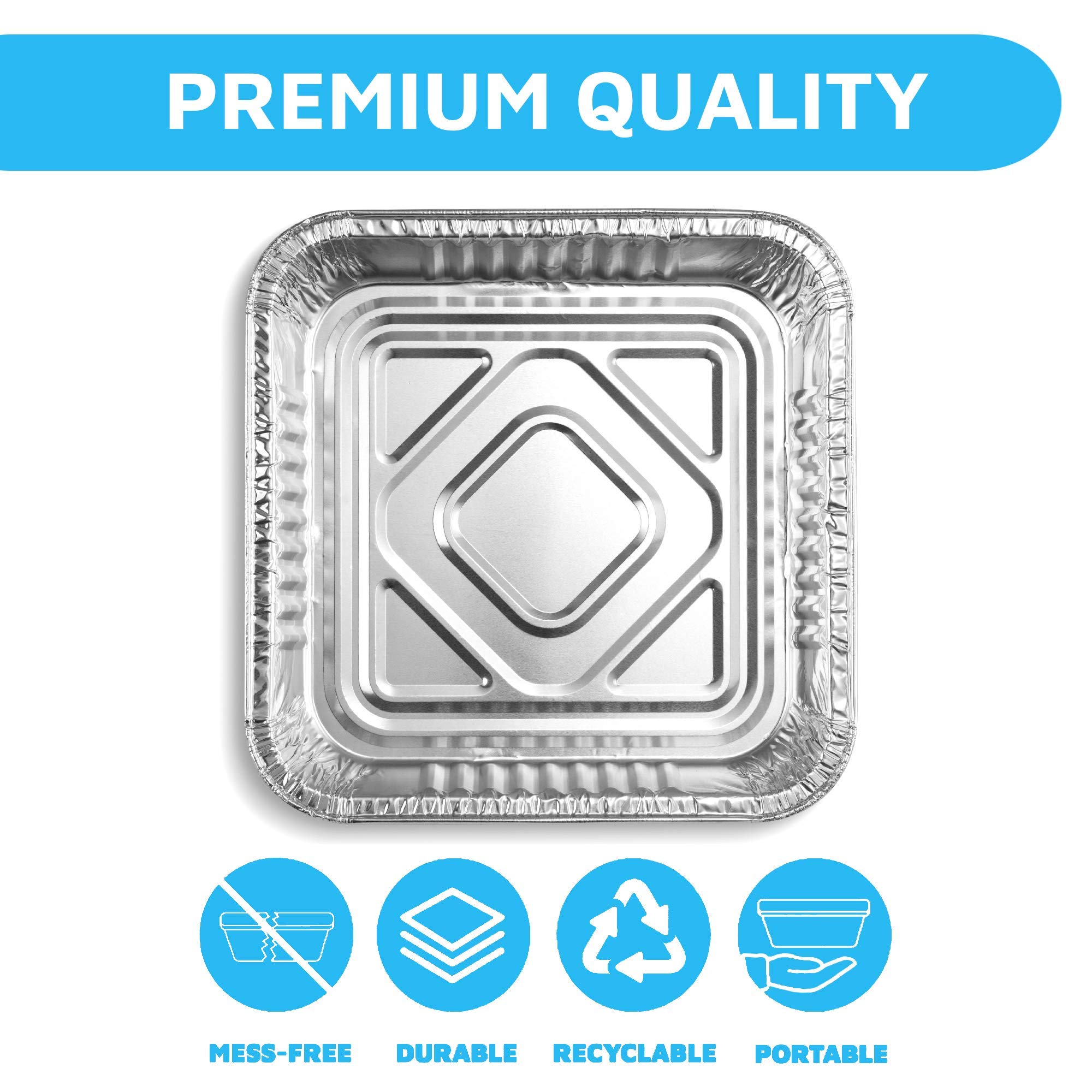 MontoPack 9β Disposable Aluminum Foil Square Baking Pans | 9 x 9 Cake Pan Tin for Broiling, Toaster Oven, Meal Prep, Roasting, Take Out | Perfect for Brownie & Lasagna Trays | 20 Pack