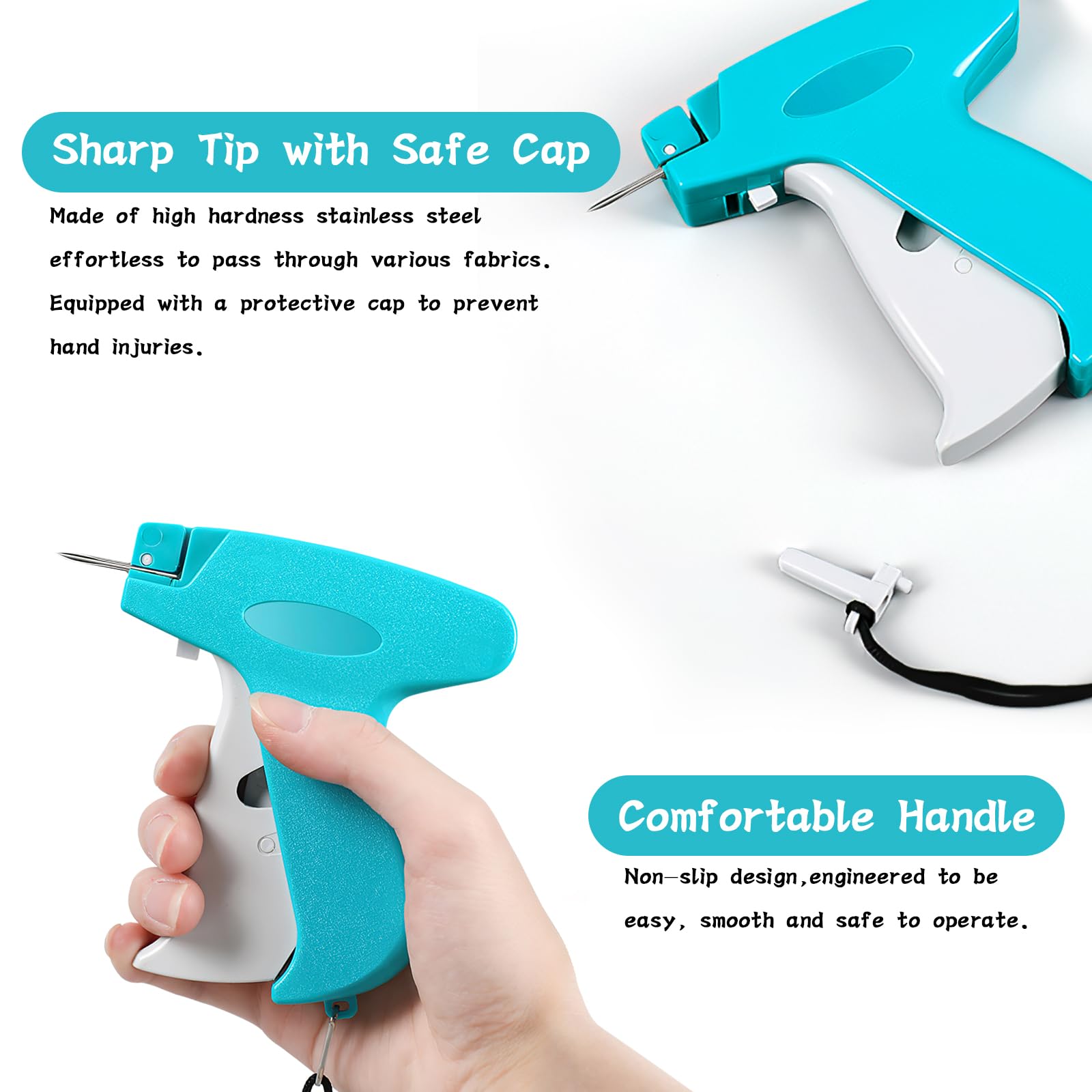 Quick Clothing Fixer, Mini Sewing Gun for Clothes, Clothing Tagging Gun, Quick Sing Tool with 2 Needles,1500 Black & 1500 White Fasteners