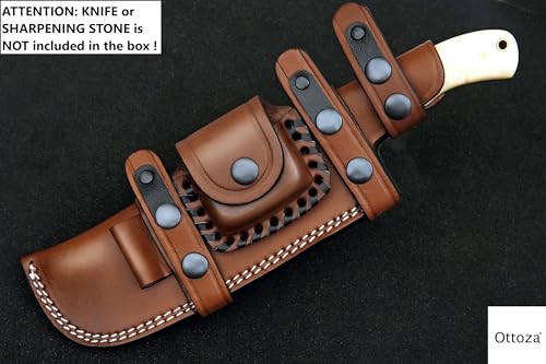 Ottoza Handmade XL Leather Knife Sheath RIGHT HAND Tracker Knife Sheath - Bushcraft Knife Sheath - Hunting Knife Sheath - Survival Knife Sheath Horizontal Carry Dark Brown TOP GRAIN LEATHER No:205