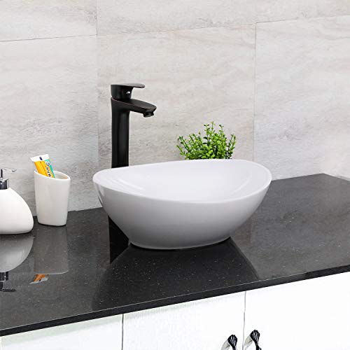 Oval Vessel Sink - Mocoloo 16β x 13β Bathroom Sink Countertop Oval Shape Small Bathroom Sink White Porcelain Ceramic vanity Bowl, Above Counter Modern Art Bsin.