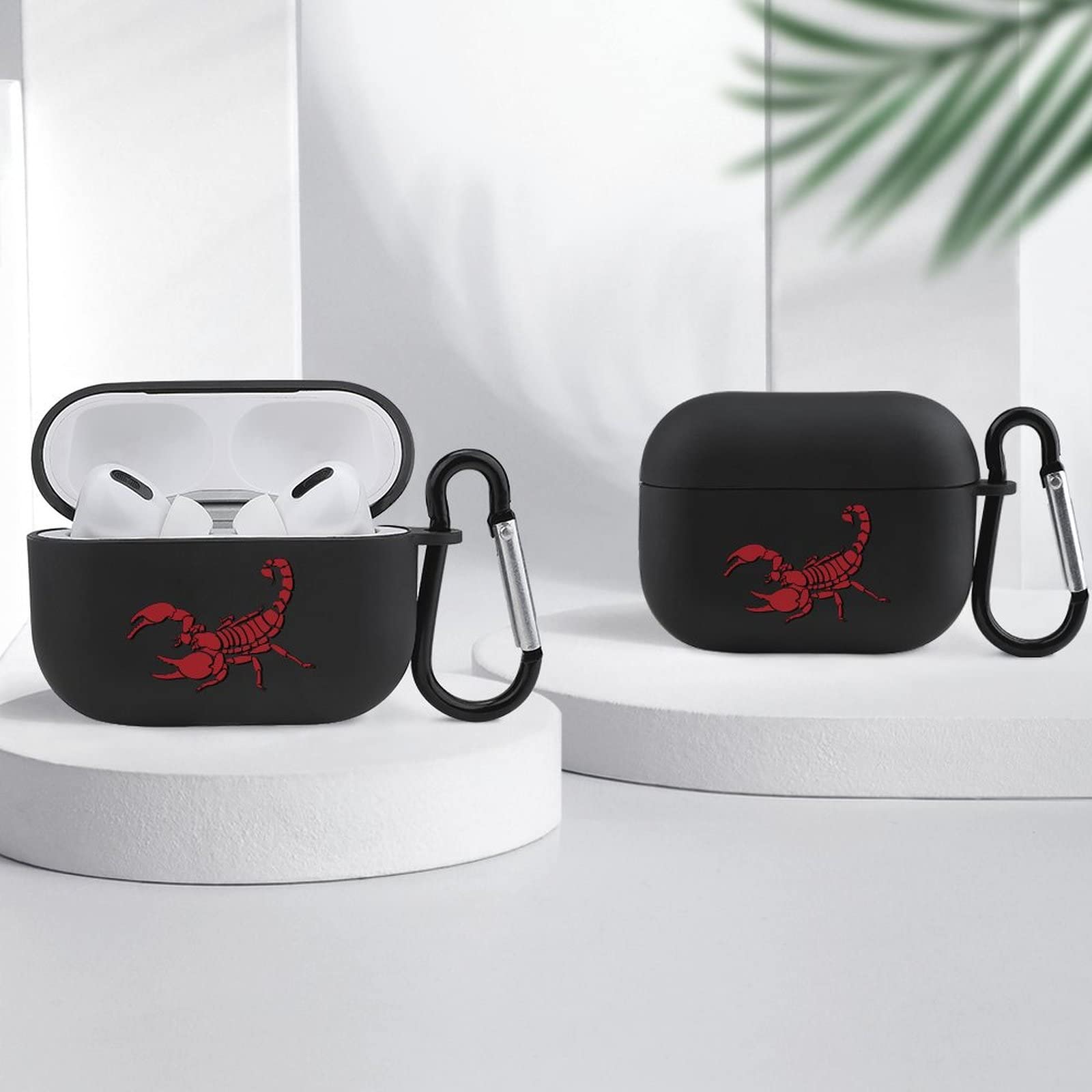 Red Scorpion Funny Case Compatible with AirPods Pro Earbuds Headset Protective Holder Cover with Hanging Keychain