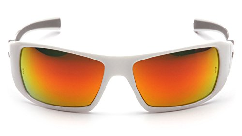 Pyramex Goliath Safety Eyewear, White Frame, Indoor/Outdoor Mirror Lens