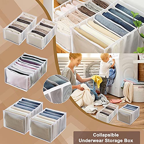 Owill-home Wardrobe Clothes Organizer(5PCS)- Foldable Storage Drawer Divider Boxes for Clothes Portable Closet Organizers Washable Storage Containers for Underwear, Leggings, Skirts, T-shirts, Socks