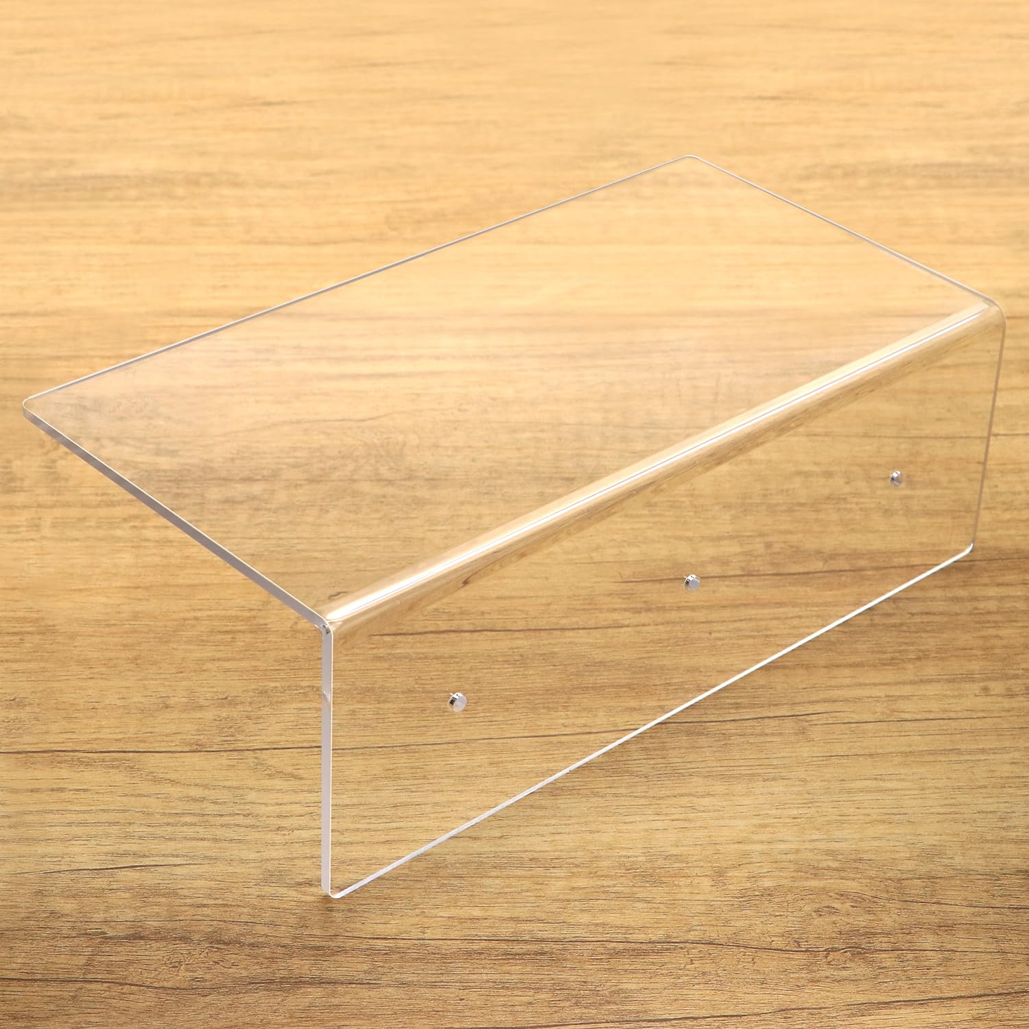 QWORK Acrylic Floating Shelves - Set of 2 12 Inch, Clear Wall-Mounted Display with Screws & Anchors - 4mm Thick