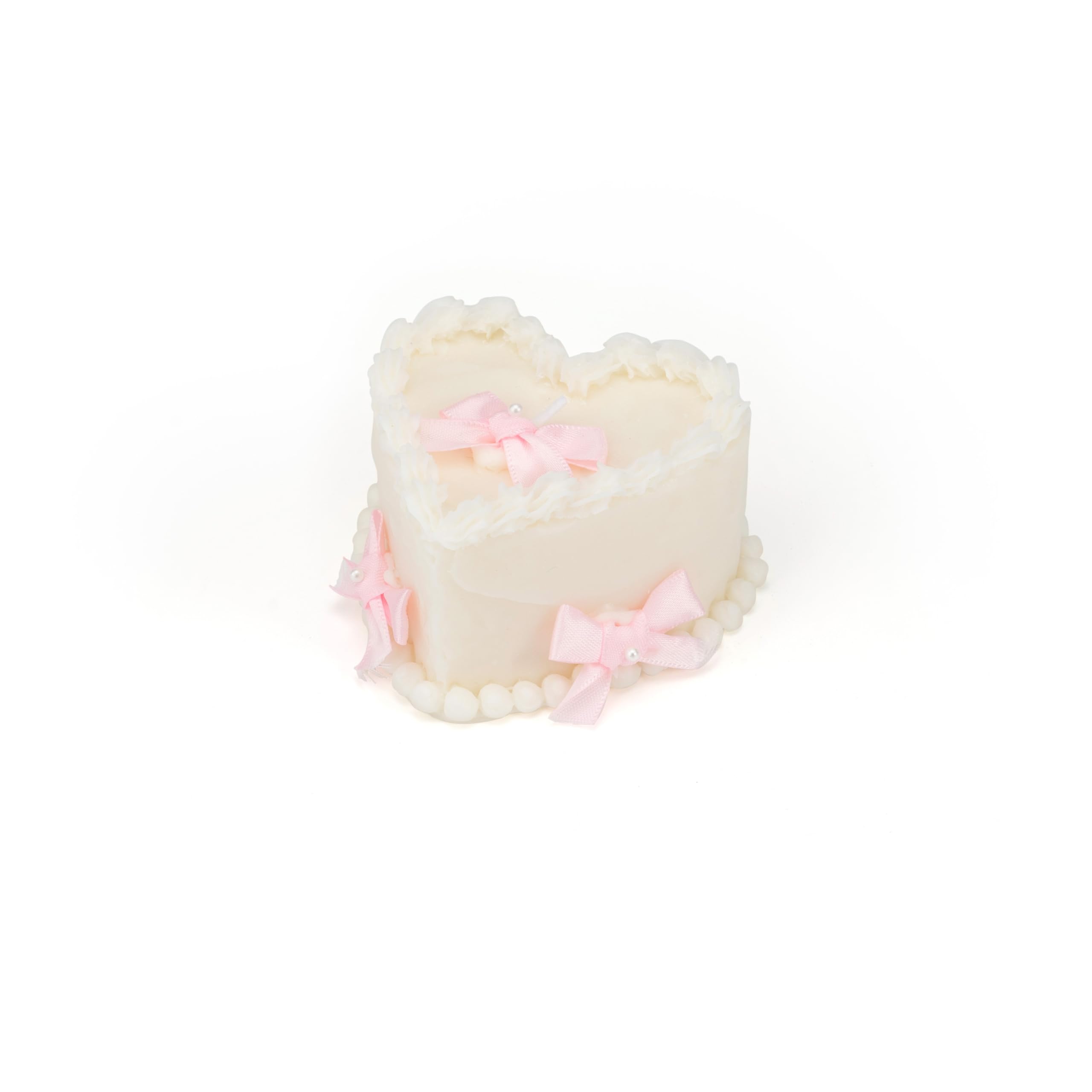 Stylor Coquette Room Decor Aesthetic, Heart Cake Shaped Soy Wax Decorative Candle with Pink Bows for Apartment, Girly Kawaii Cute Stuff for Bathroom Decor. (5 OZ, Vanilla Cream Scented)