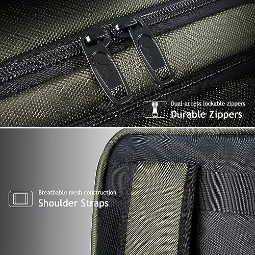 Travel Carry on Backpack, Flight Approved Laptop Backpack with USB Charging Port, Durable Computer Bag for Men Women Fits 15.6 In Laptop, Anti-Theft Waterproof Work Daypack for Business College, Green