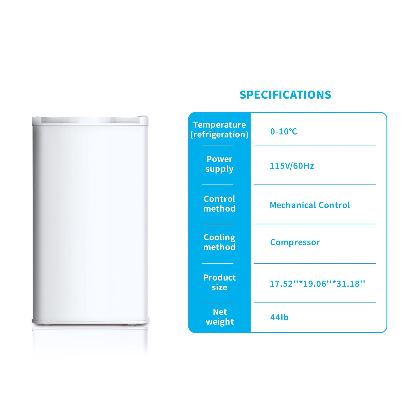 N A Mini Refrigerator Compact Refrigerator Small Drink Food Storage Machine for Dorm, Garage, Camper, Basement or Office, Single Door Mini Fridge, 3.2 Cu.Ft (White)