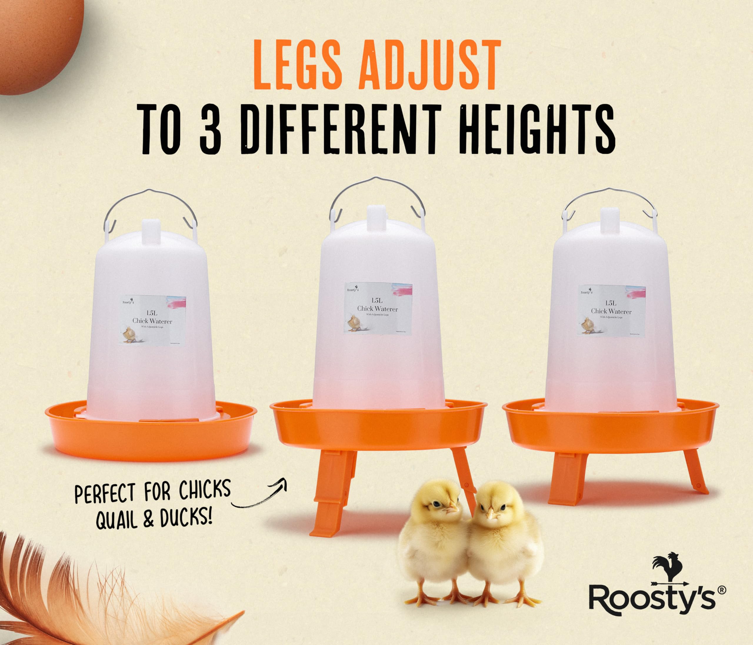 Roosty's Chick Feeder and Waterer Kit - 1L Chick Feeder and 1.5L Chick Waterer | Chicken Feeder and Hanging Chicken Waterer | Duck Feeder, Quail Feeder, Chicken Starter Kit | Baby Chicken Supplies