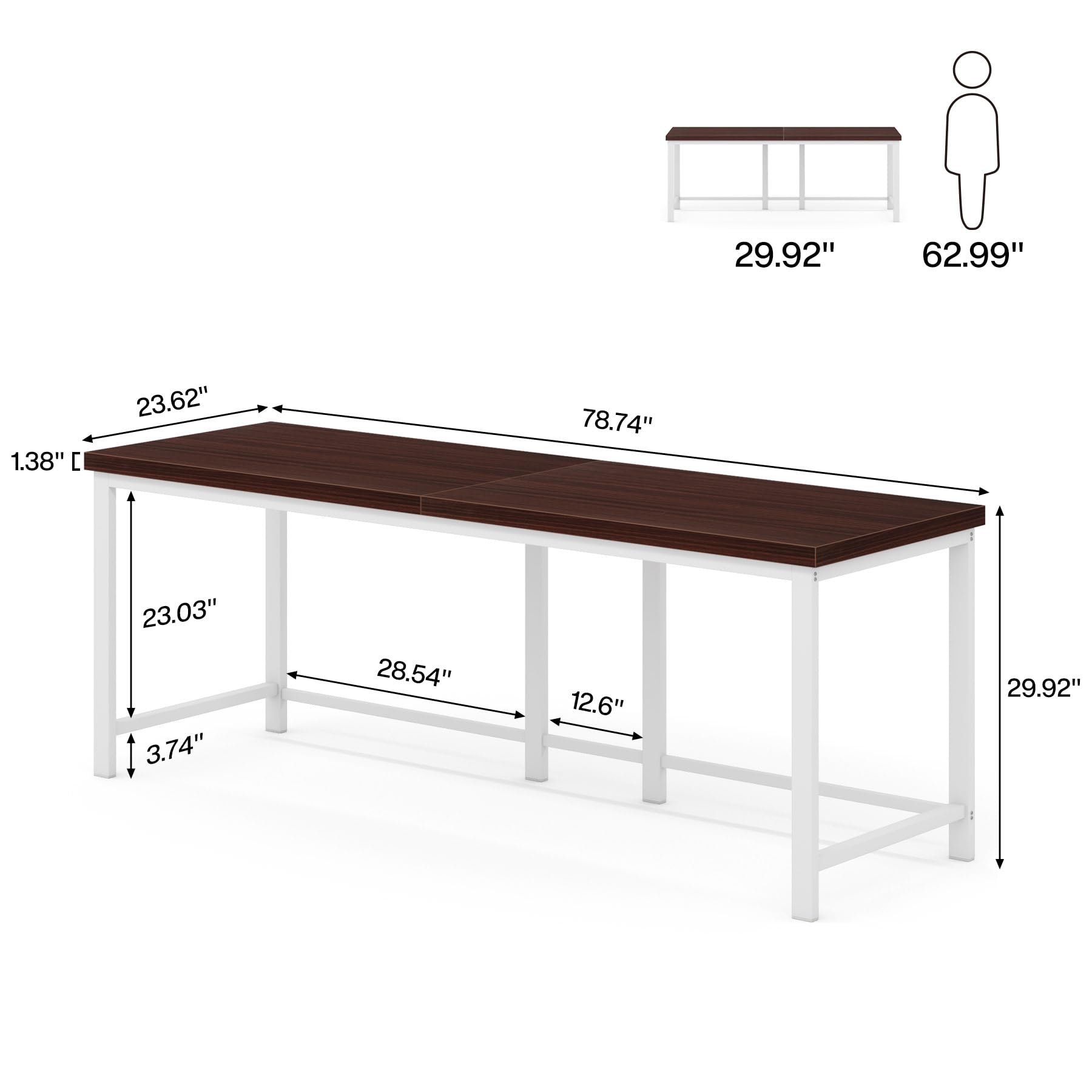 Tribesigns 78.7 inch Double Computer Desk, Extra Long 2 Person Desk Workstation, Large Office Desk Study Writing Table for Home Office