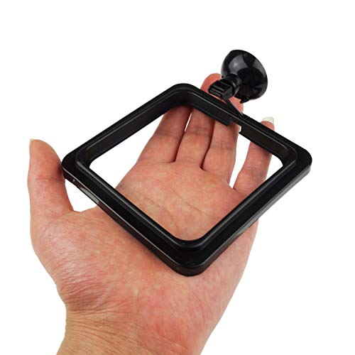 Zelerdo 5 Pack Aquarium Fish Feeding Ring Floating Food Feeder, Square Shape with Suction Cup, Black