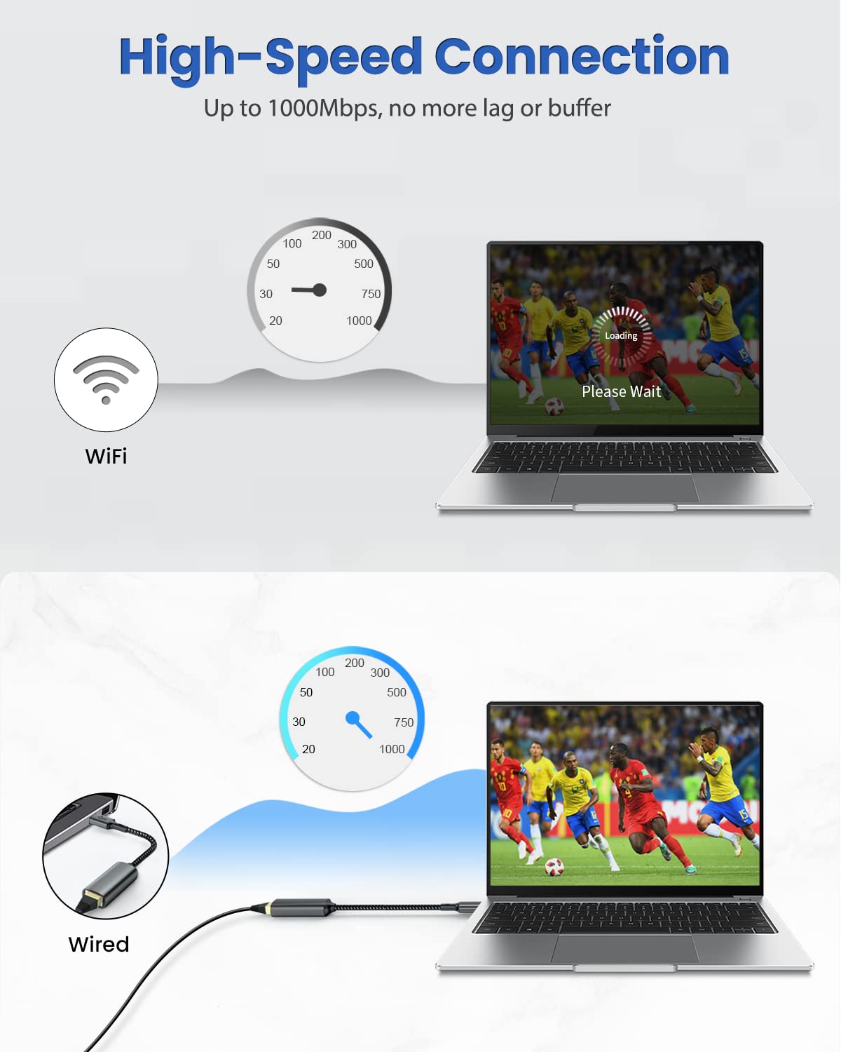 OQTIQ USB to Ethernet Adapter, Aluminum Portable USB 3.0 to Gigabit Ethernet LAN Network Adapter, RJ45 Internet Adapter Compatible with MacBook, Surface, Windows, XP, Vista, Linux and More