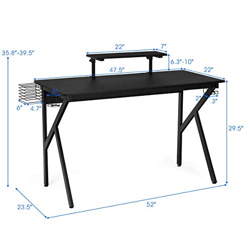 Tangkula Gaming Desk Computer Desk, Gaming Workstation with Cup and Headphone Holder, K-Shaped Gamer Table, PC Laptop TableĀ for Pro Gamer