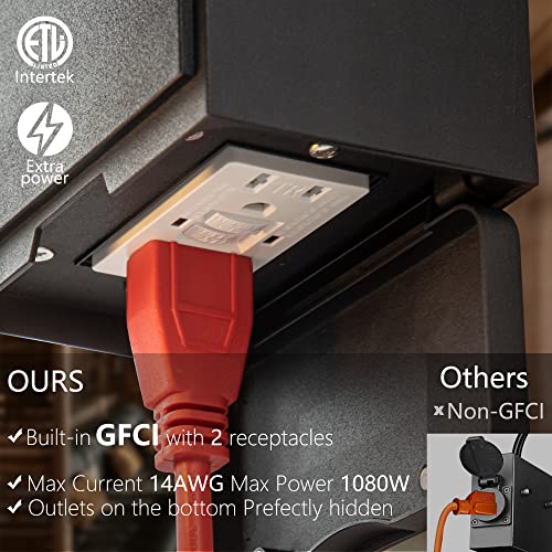 OUPAVOCS Porch Lights with GFCI Outlet, Black Outdoor Light Wall Mount, Waterproof Exterior Light Fixture with Outlet, Wall Sconce for House, Garage, Patio