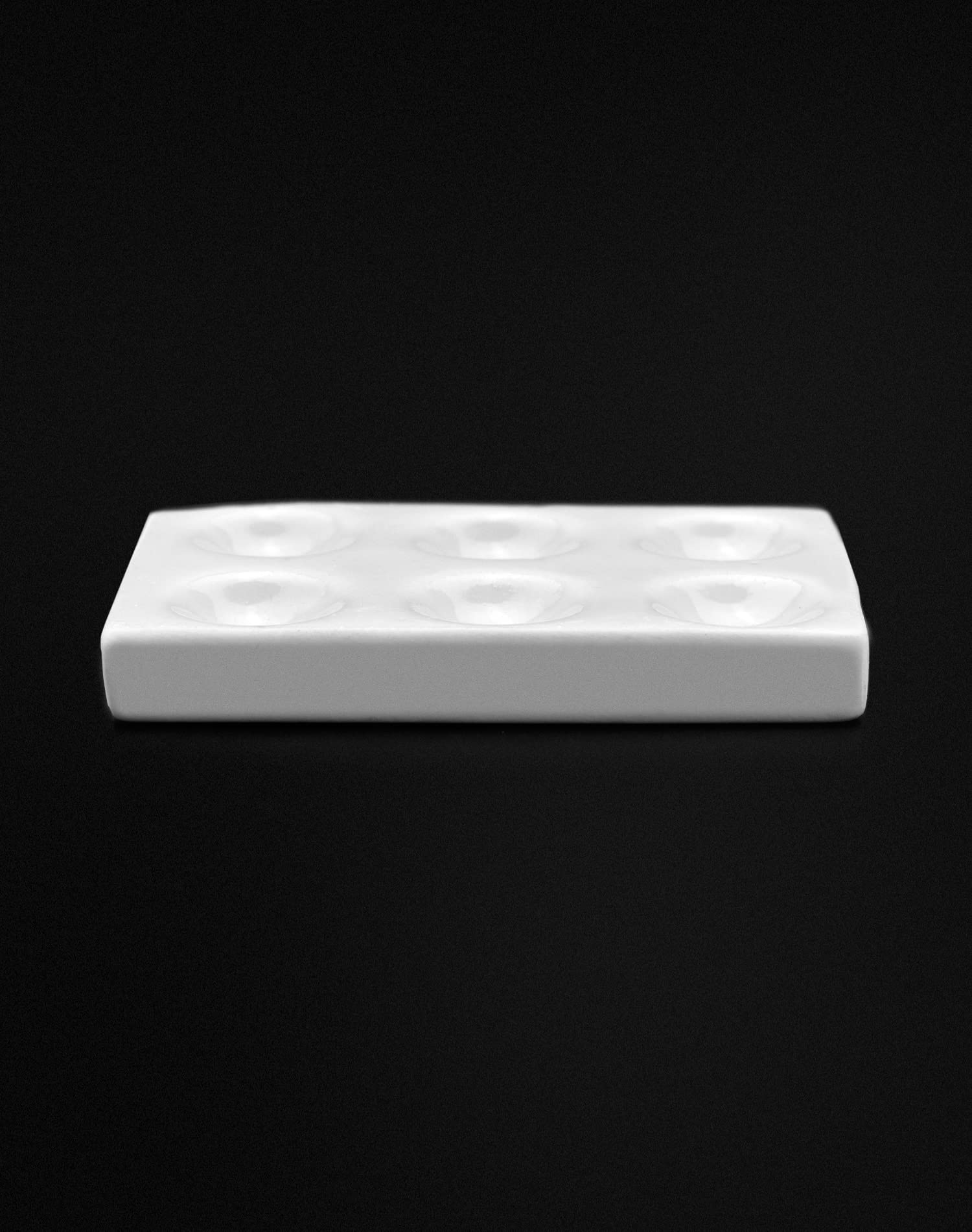 QWORK Porcelain Spot Plate with 6 Depressions - for Laboratory Experiments and Chemical Testing, 4 Pack