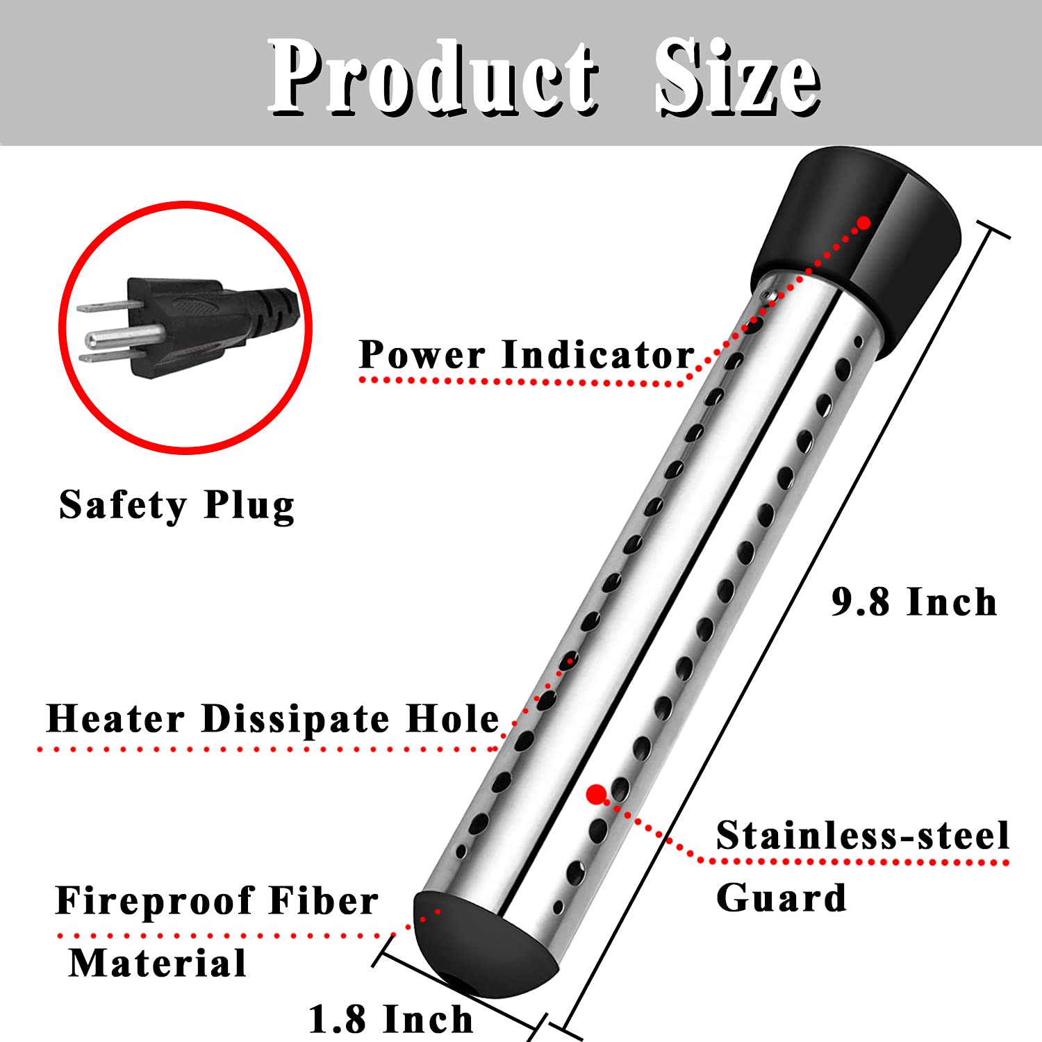 MUFUN 1500W Immersion Water Heater, Portable Submersible Water Heater with 304 Stainless Steel Guard as Electric Pool Heaters for Inground Pools, Perfect for Home, Inflatable Pool and Camping