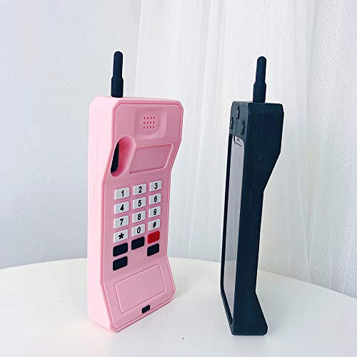 UnnFiko 3D Silicone Case Compatible with iPhone 14 Pro Max, Retro Classic Creative Soft Rubber Bumper Cover Cool Fun Thick Protective Stand Case (Retro Cellphone Pink, iPhone 14 Pro Max)