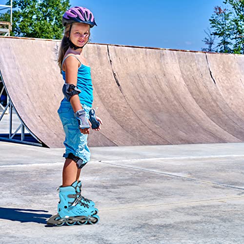 Suitable for Children and Teenagers, 4 Sizes of Adjustable Roller Skates and Bright Wheels, Suitable for Beginners' Indoor and Outdoor Roller Skates (Blue) (34-37(8-9 US)