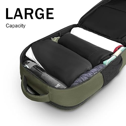 Travel Carry on Backpack, Flight Approved Laptop Backpack with USB Charging Port, Durable Computer Bag for Men Women Fits 15.6 In Laptop, Anti-Theft Waterproof Work Daypack for Business College, Green