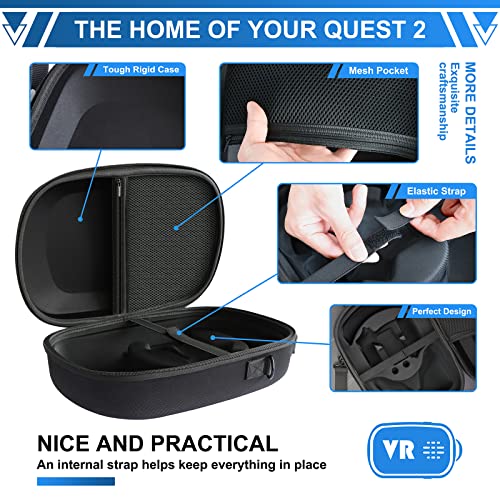 Travel Case for VR Oculus Quest 2 with Shoulder Strap Carrying Travel Bag for Meta/Oculus Quest 2 Elite Headset Accessories Portable Hard Storage Case