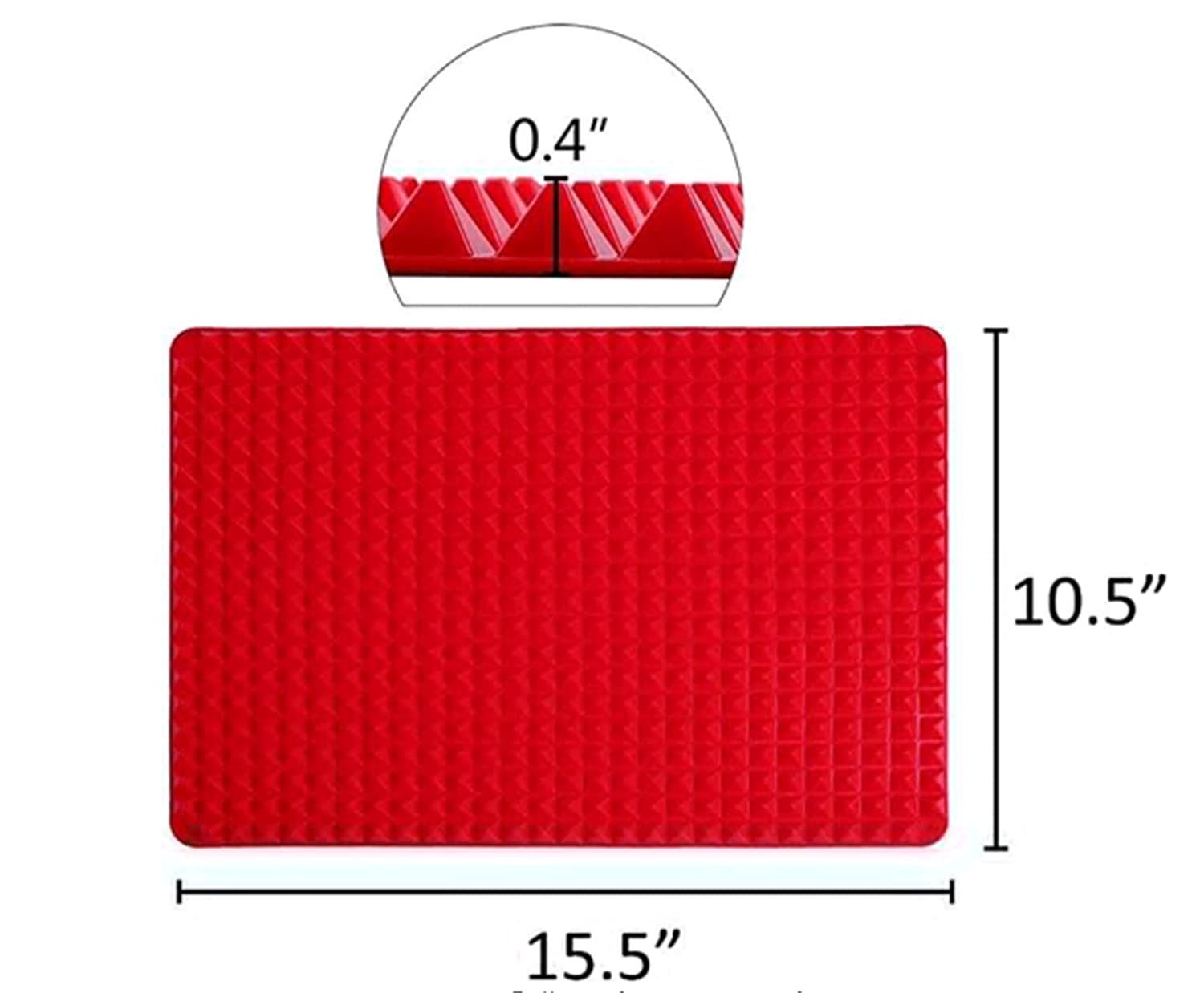 Non-Stick Silicone Baking, Pyramid Healthy Cooking Oven Mat Fat Red-2 Pack by Alpenkok (Black)
