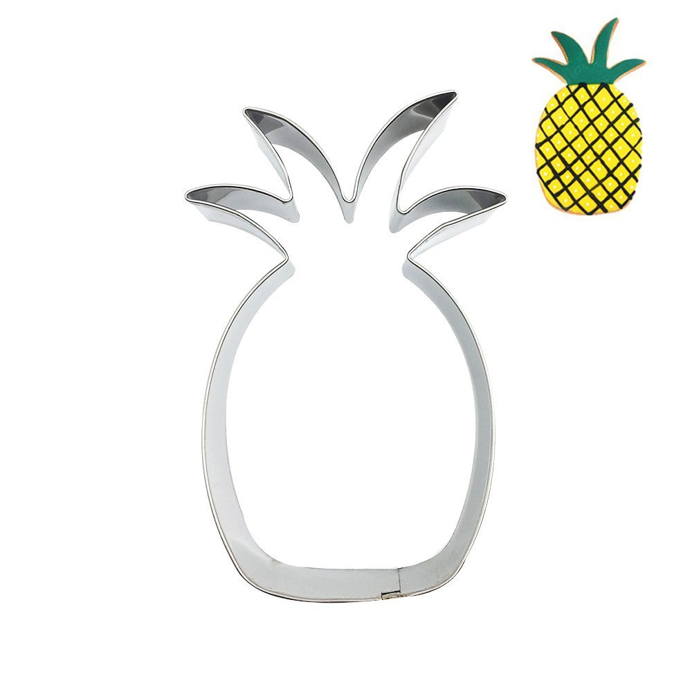 Mziart Pineapple Fruit Shape Stainless Steel Cookie Cutter Fondant Cutter Metal Cookie Molds Press
