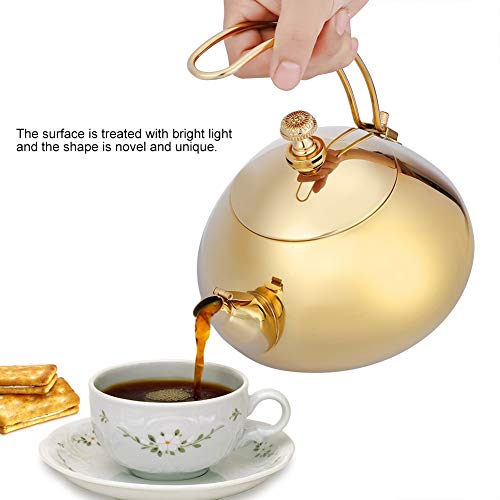 Tea Kettle for Stove Top, Stainless Steel Tea Kettle, 1.5L Teapot Induction Cooker Teakettle Fast Water Heating Boiling Pot with Cooling Handle for Home Use(gold)