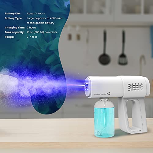 NORDMOND Professional Disinfectant Fogger Machine, Sanitizer Sprayer. Electrostatic ULV Atomizer & Cordless Handheld Nano Steam Gun β Rechargeable Spray Gun with Blue Light for Touchless Sanitization