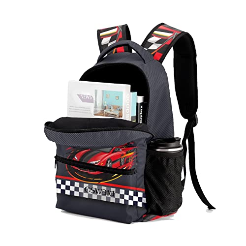 Urcustom Custom Kid Backpack, Race Car Personalized School Bookbag with Your Own Name, Customization Casual Bookbags for Student Girls Boys