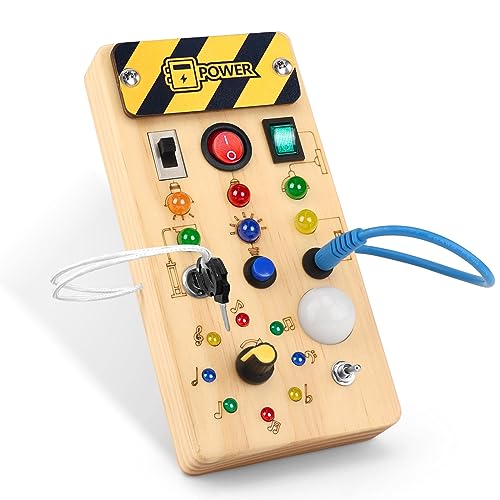 Sumsoltic Busy Board with LED Light,Montessori Toys for 1 2 3 Year Old,Baby Sensory Toy,Preschool Learning Activities,Toddler Toys,Christmas&Birthday Gift for Toddler Boy&Girl