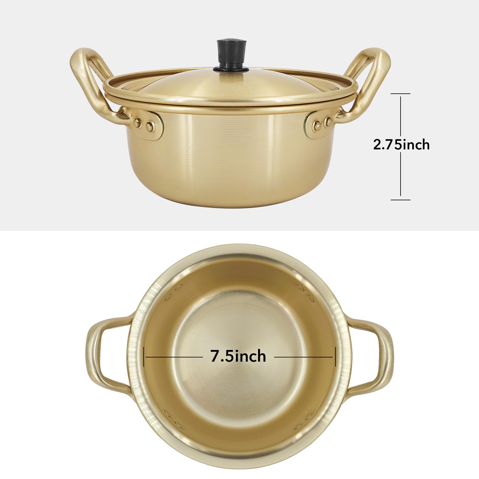 SSHAN Korean Ramen Pot with Lid - Light Weight Ramen Cooker Pot, Korean Cookware Noodle Pot Fast Heating for Kitchen Cookware, Easy Light Stockpot Soup Pot, Healthy, Sturdy, & Dishwasher Safe (16cm)