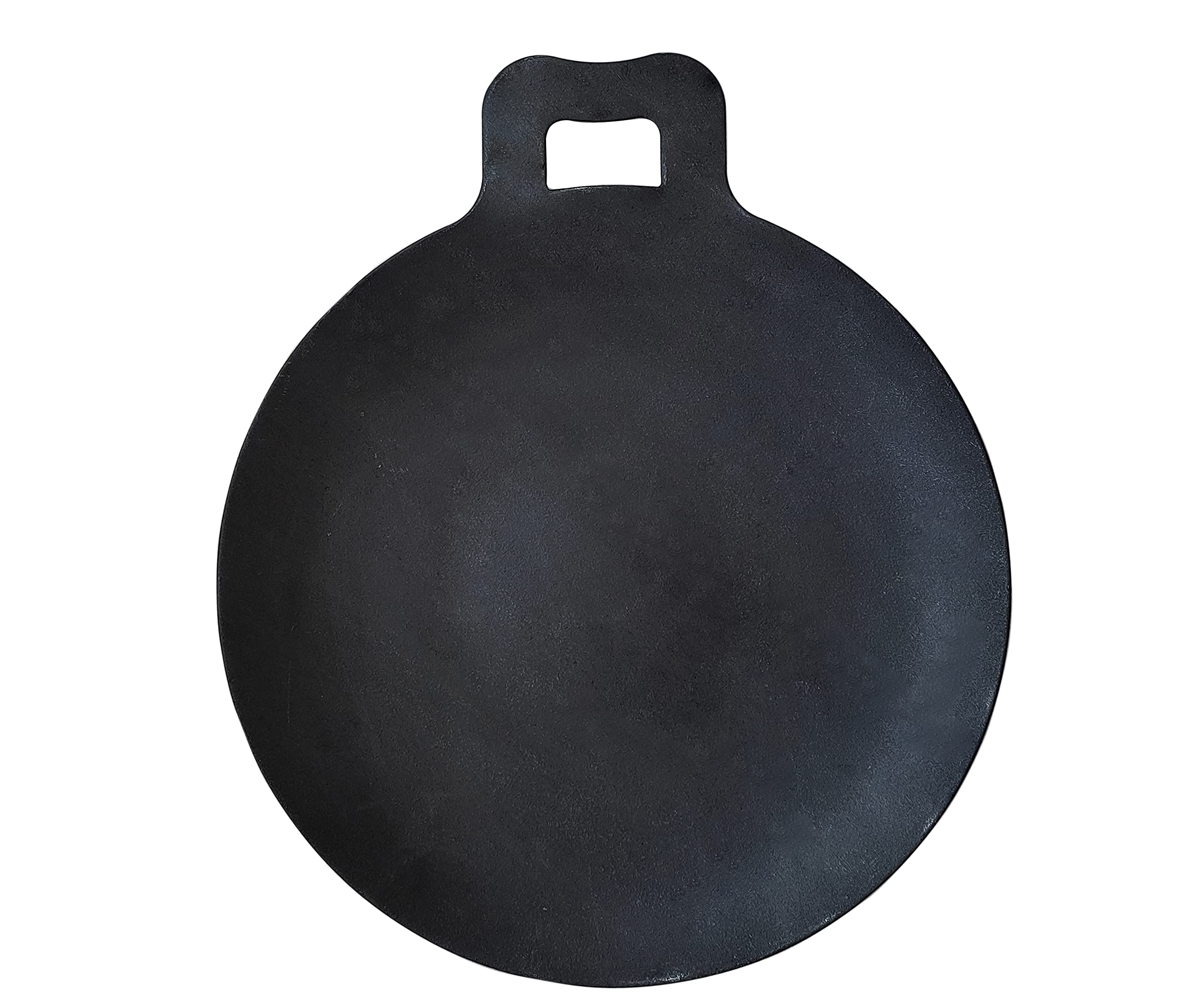 Nakshathra Iron Dosa Tawa Iron Dosa Kallu CookwareLarge Size Dosa Iron Tawa - 14 In with Handle Export Quality, Black