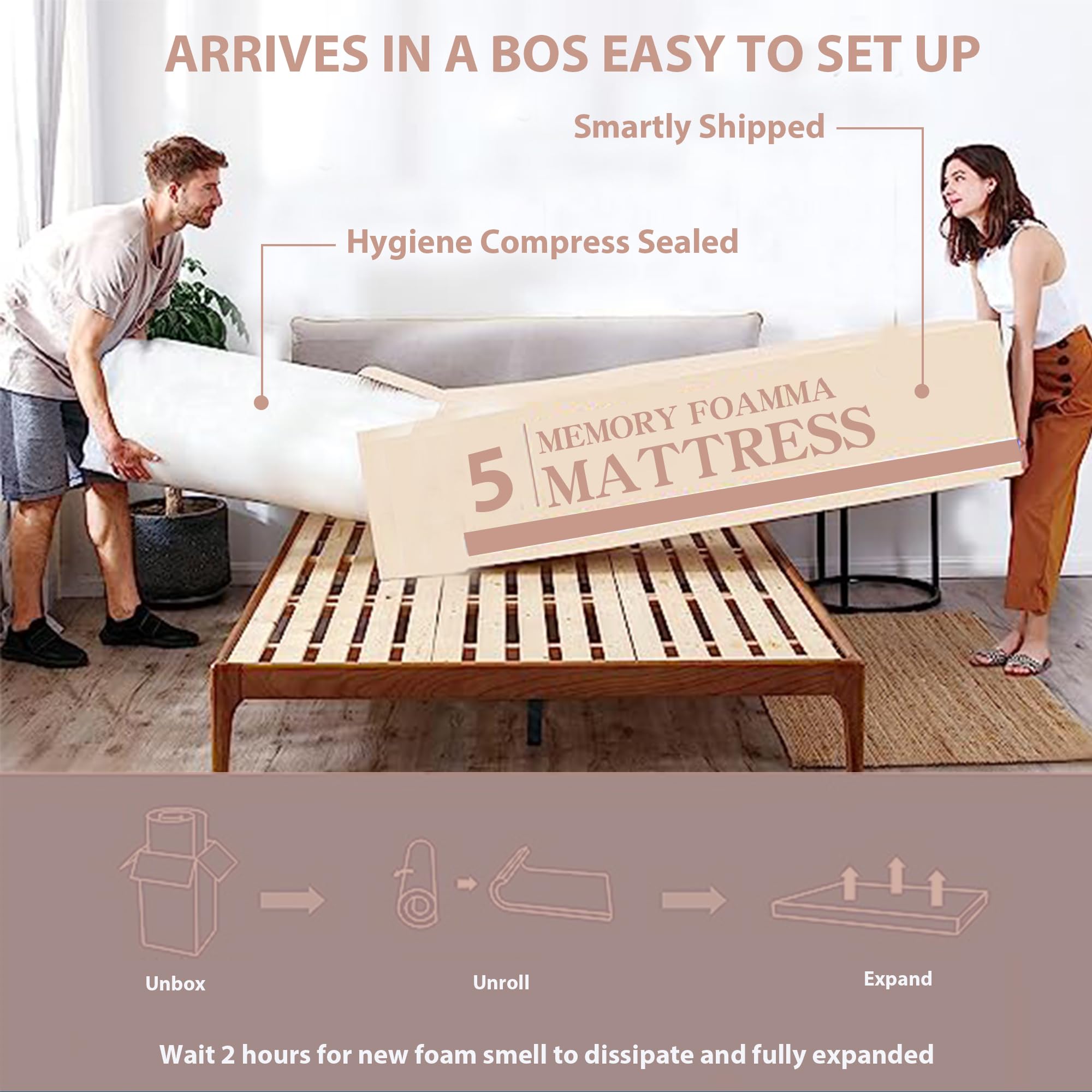 Twin Mattress, 5/6/8/10/12 Inch Medium Firm Mattress Memory Foam Mattress for Cool Sleep & Pressure Relief, Certipur-Us Certified Twin Bed Mattress, Twin Size Mattresses Bed in a Box, (Twin, 5 Inch)