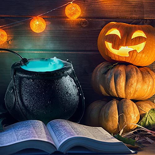 Thaisu Halloween Party Mist Maker, Halloween Witch Cauldron Fog Maker with 12 LED Lights,Water Fountain Pond Fog Atomizer,Halloween Party Prop Decorations (Zinc Alloy)