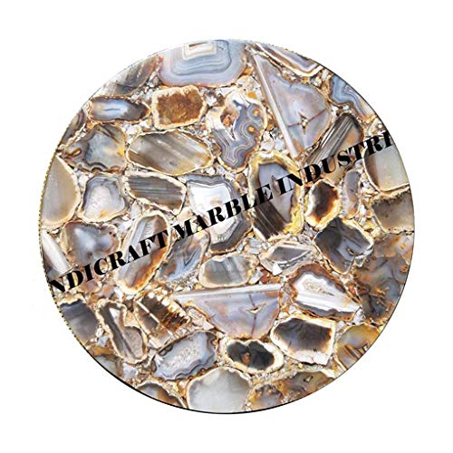 Natural Brown Agate Stone 30" x 30" Inch Dining & Breakfast Table Top, Natural Agate Stone Coffee & Centre Table Top, Natural Grey Agate Geode Stone Table Top, Piece Of Conversation, Family Heir Loom